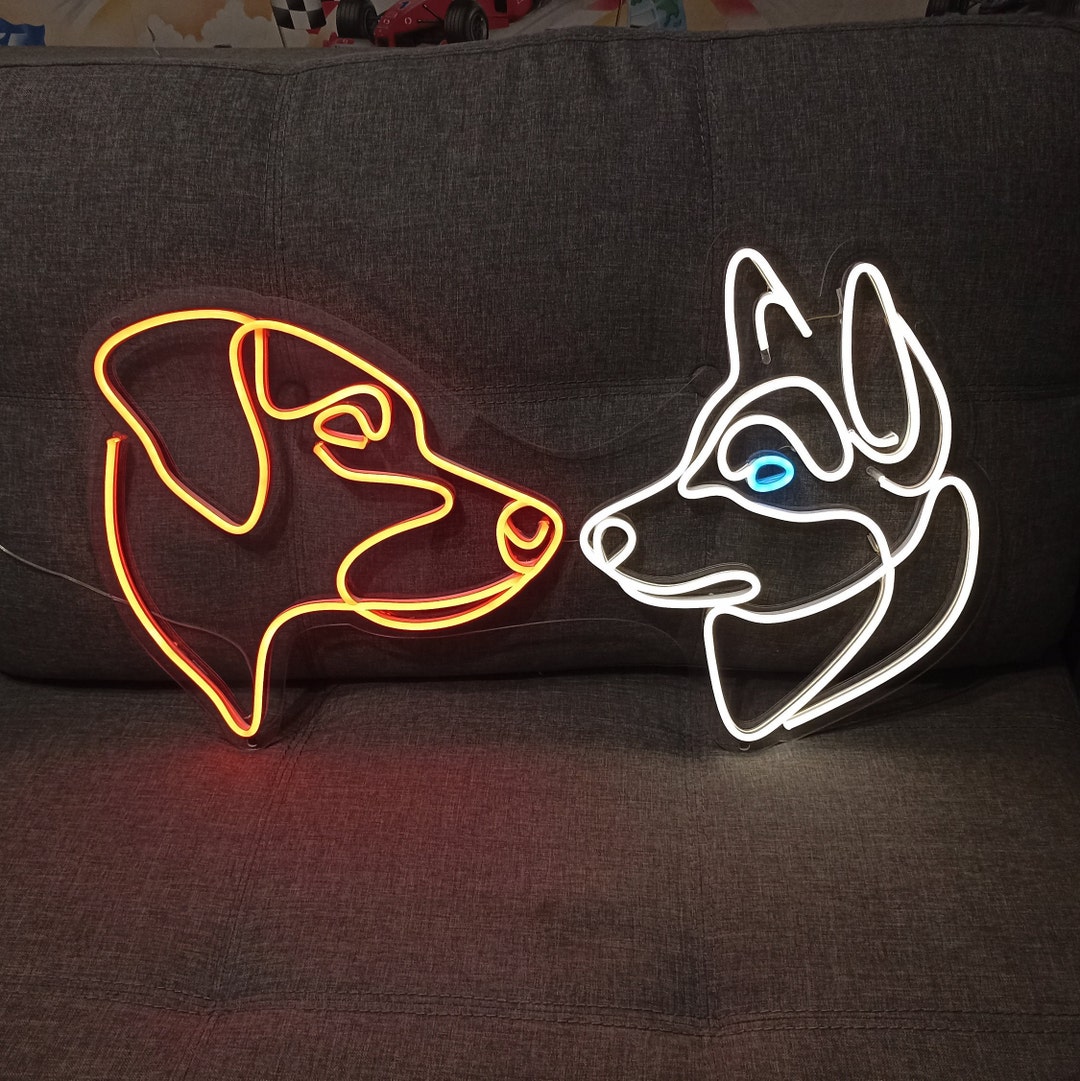 Dog Neon Sign, Custom Neon Sign Dog Portrait, Husky and Ridgeback Neon ...