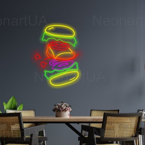 Burger Neon Sign, Chicken Burger Led Light, Hamburger Neon Light, Fast ...