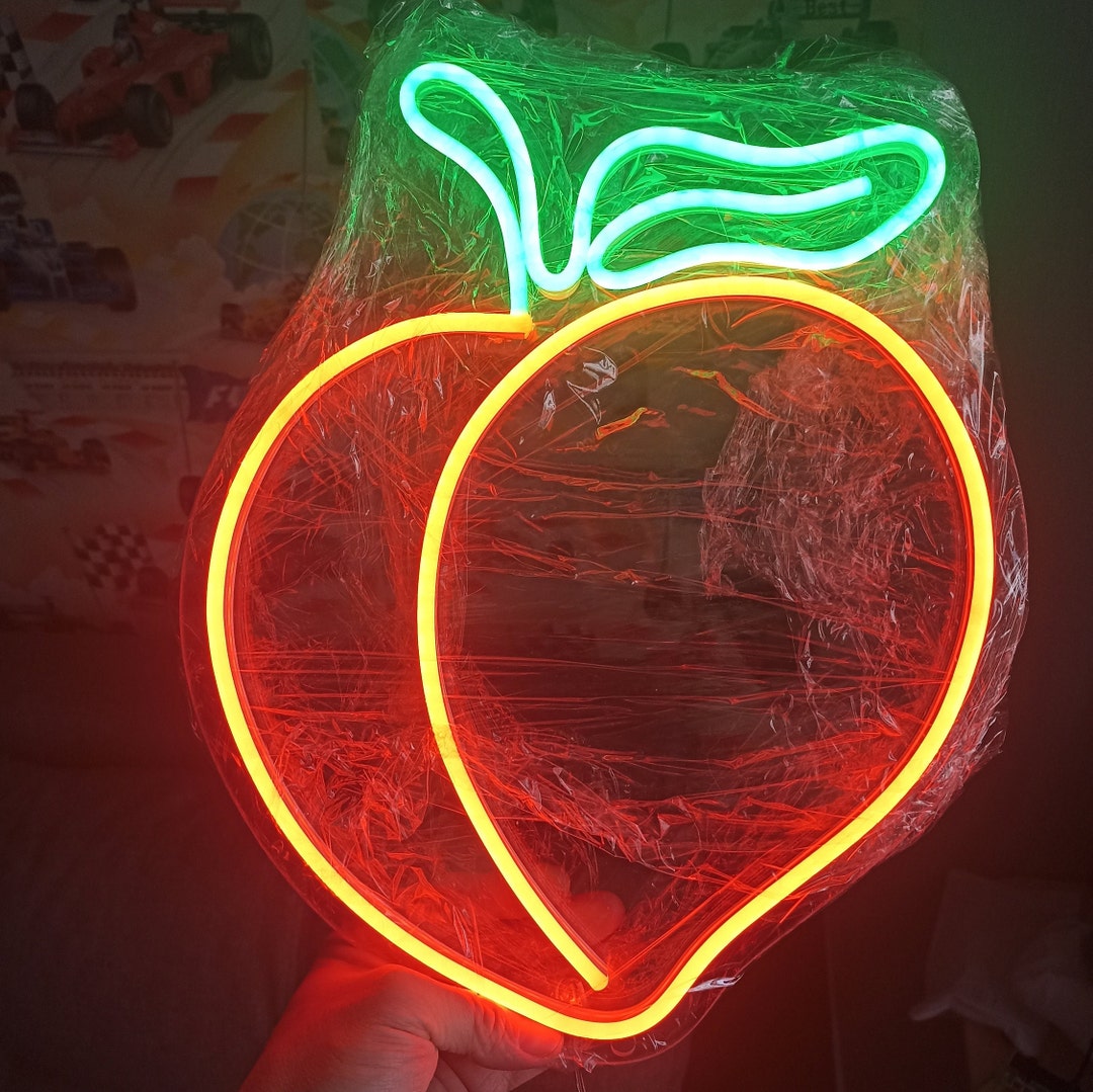Neon Peach Sign, Peach Neon Light, Peach-shaped Neon Sign, Fruit Neon ...