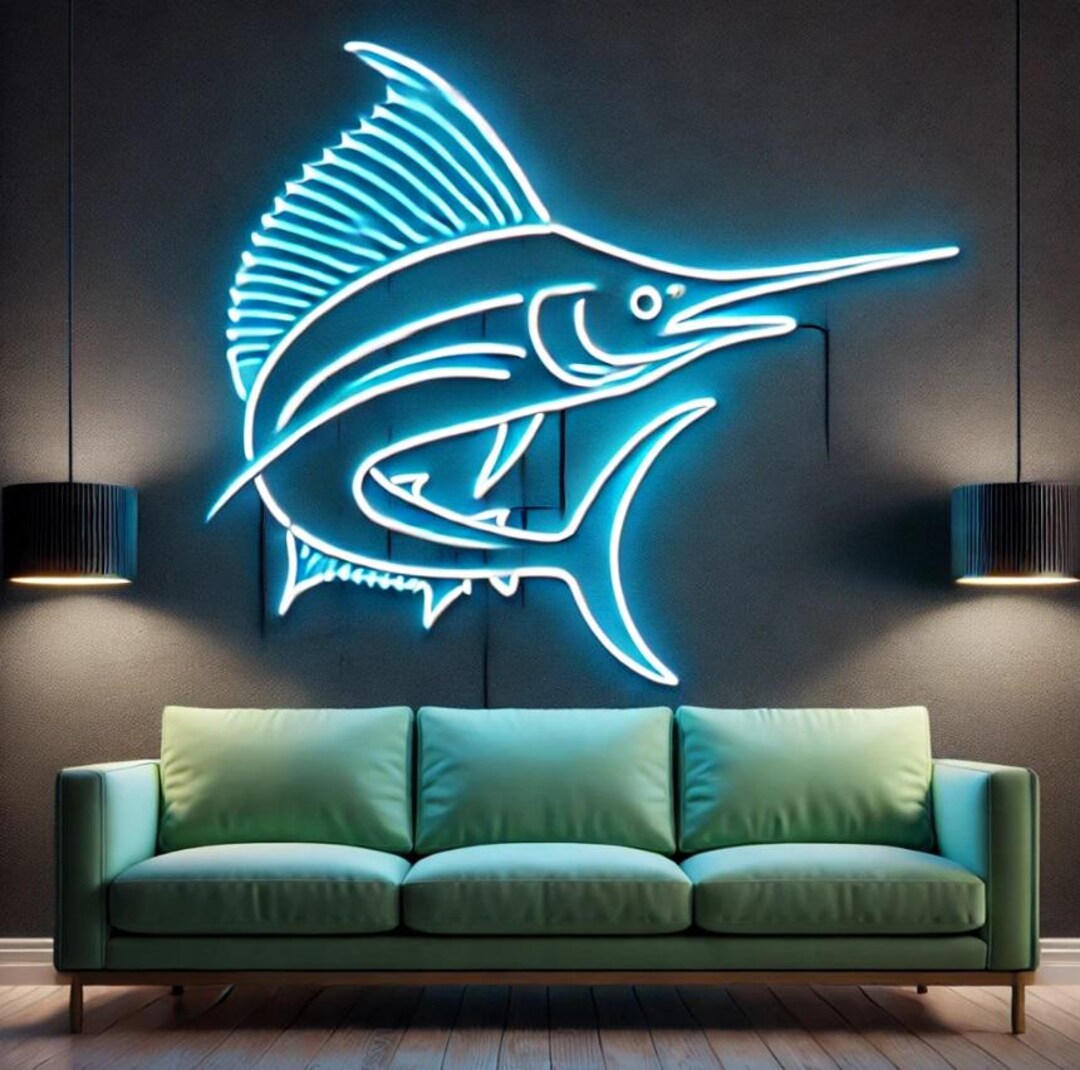 Marlin Fish Neon Sign, Neon Sign as a Gift for a Fisherman, Sea Fish ...