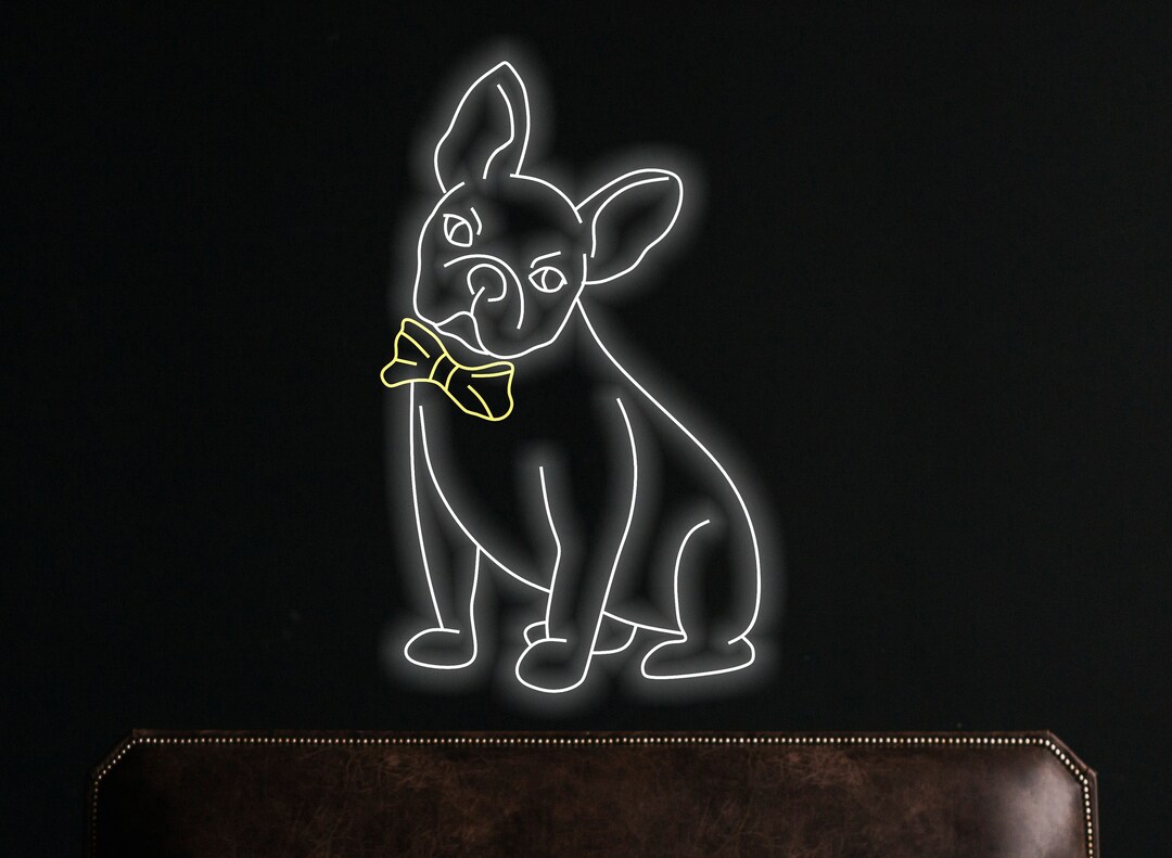 Dog French Bulldog Neon Sign, Frenchie Dog Neon Sign, Toy Bulldog Neon ...