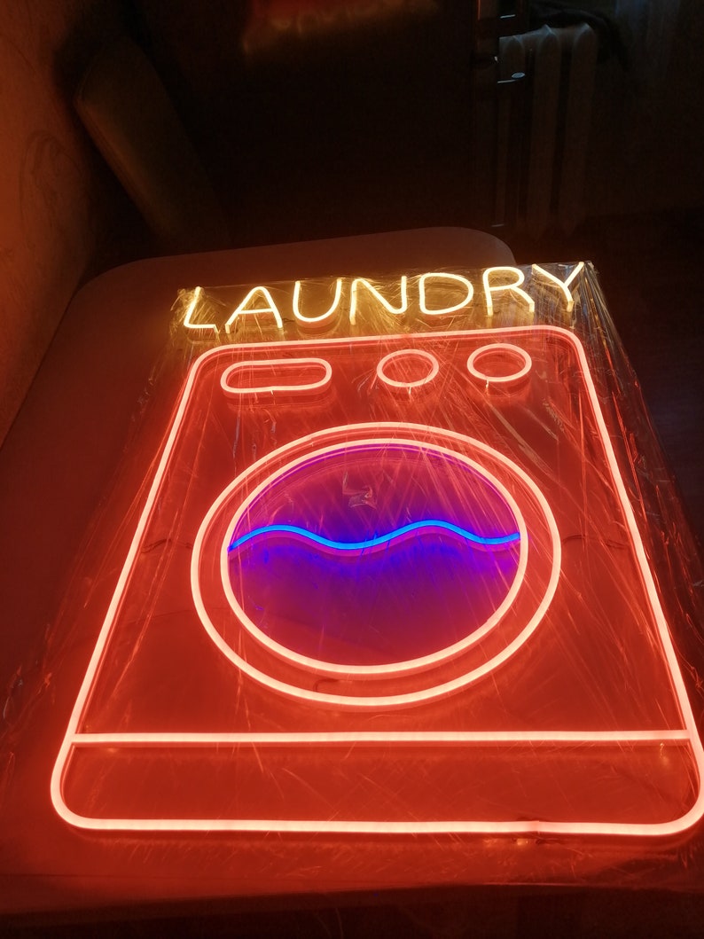Laundry Washing Machine LED Light Neon Sign for Business - Etsy