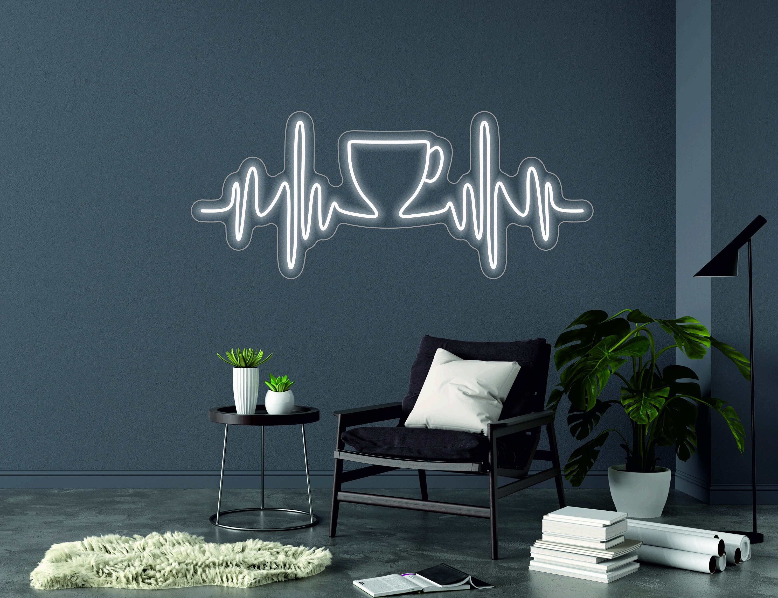 Pulse With Cup Sign, Heartbeat Coffee Sign - LED Light Neon Lamp - Etsy