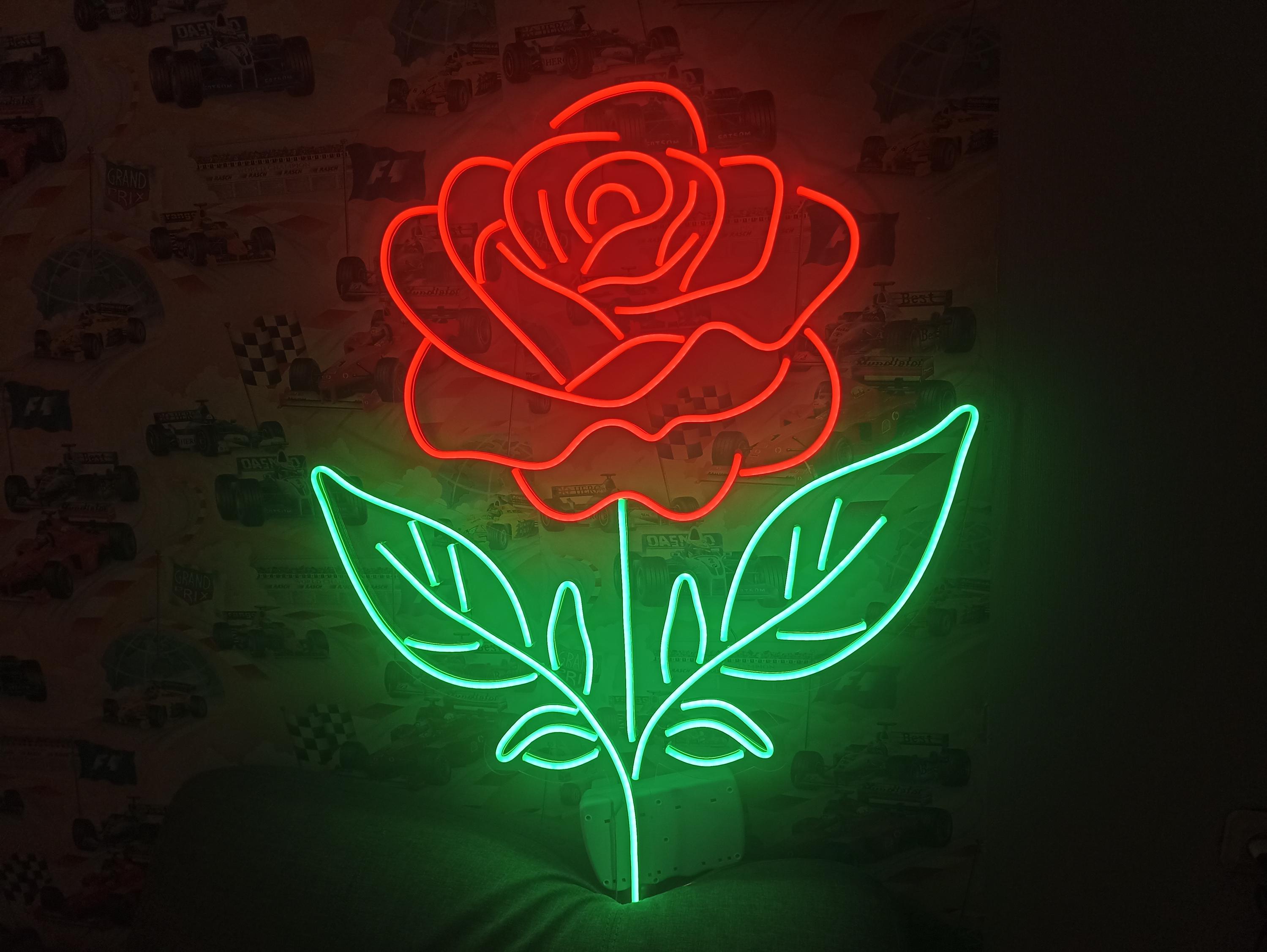 Rose Neon Sign, Flower Neon Sign, Rose Flower Neon Sign, Custom Flower ...