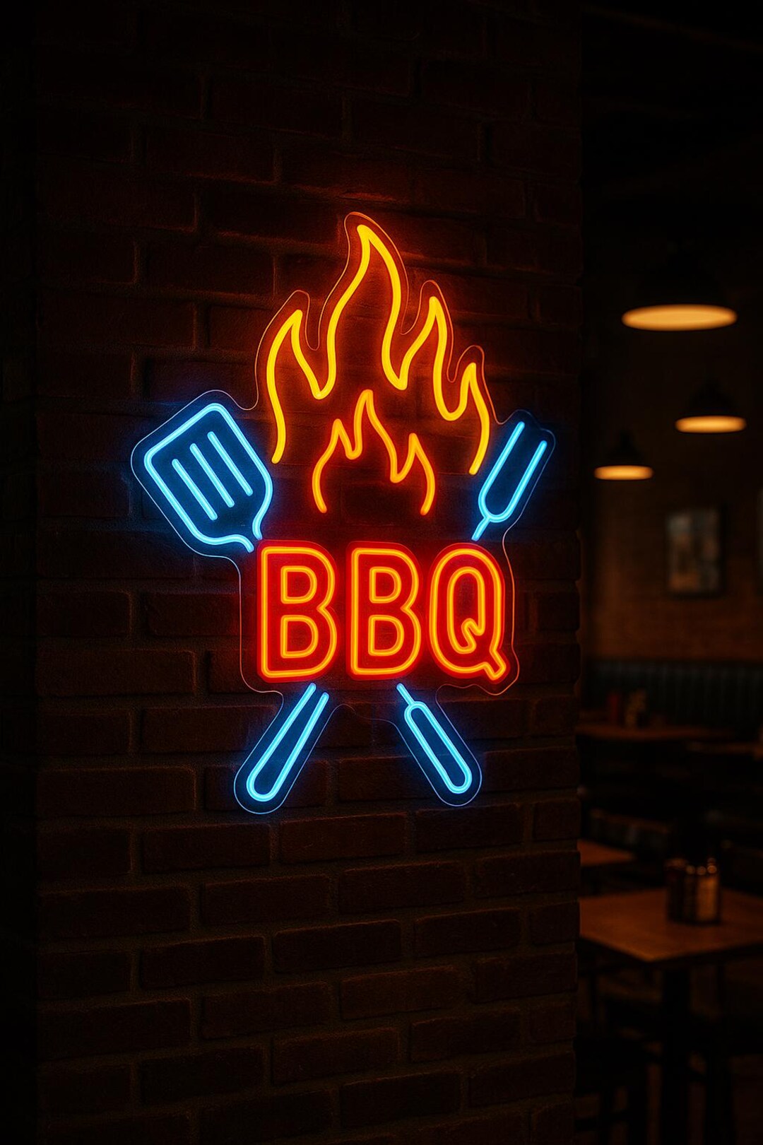 BBQ Neon Sign – Barbecue Grill LED Light for Man Cave or Outdoor ...