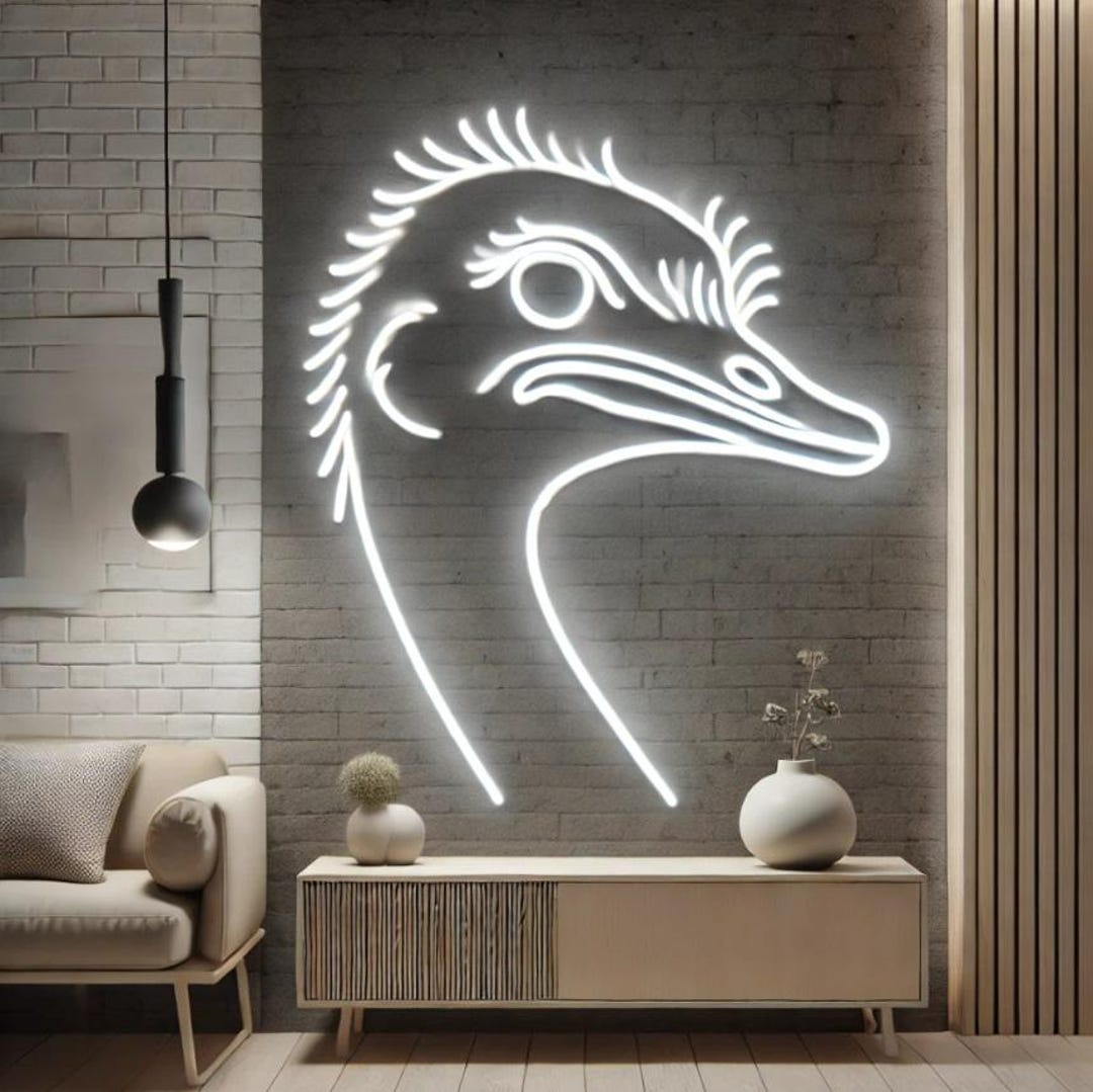 Ostrich Head Neon Sign, Neon Ostrich Sign, Ostrich Neon Art, Ostrich ...