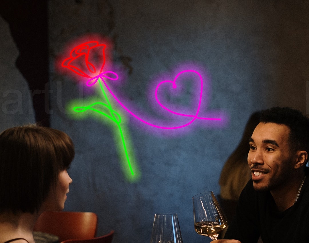 Rose Neon Light, Rose Neon Sign, Rose Flower Neon Sign, Custom Flower ...