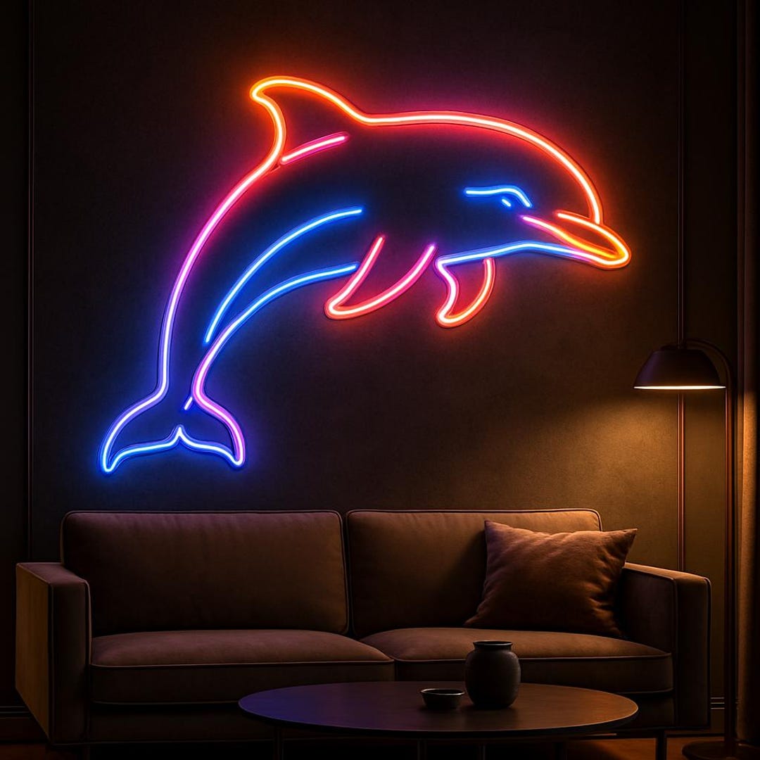 Dolphin Neon Sign, Neon Dolphin Light, Dolphin Shaped Neon Sign, Neon ...
