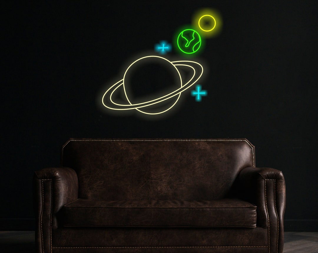 Planet LED Neon Sign, Saturn Planet Neon Sign, Planet Galaxy Neon Signs ...