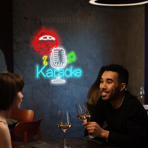 Karaoke Bar Sign, Karaoke Neon Sign, Microphone Neon Light, Stand up ...