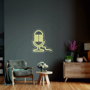 Microphone Sign - LED Neon Light Sign for Music Studio, Recording Light ...