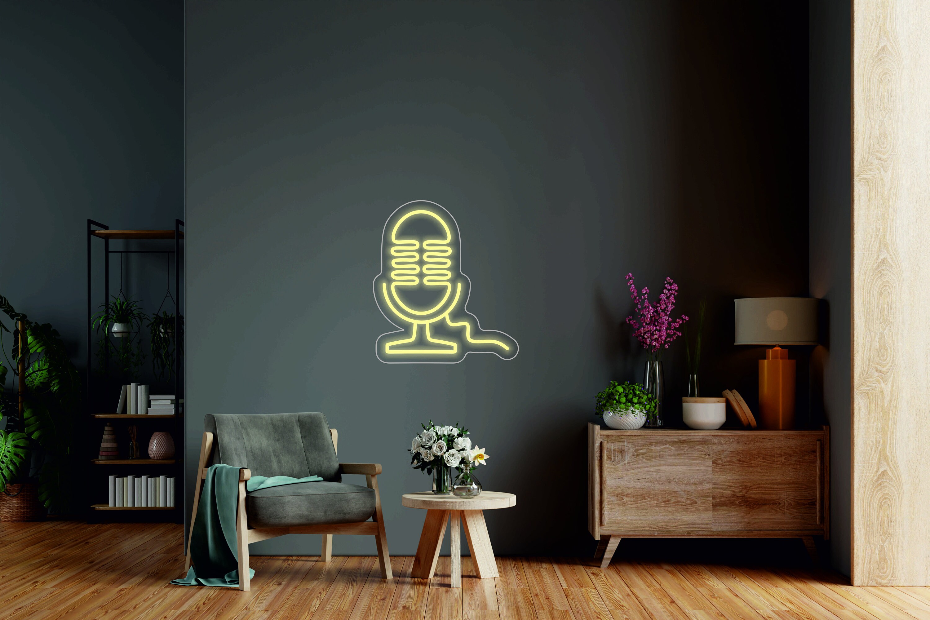 Microphone Sign LED Neon Light Sign for Music Studio | Etsy