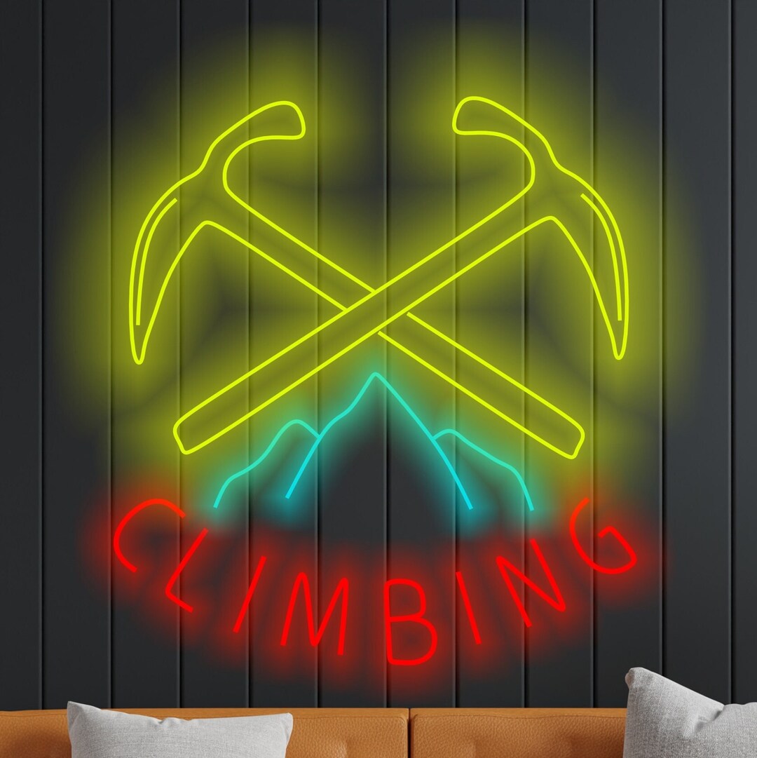 Сlimbing Logo Neon Sign, Neon Sign for Rock Climbers, Neon Light for ...
