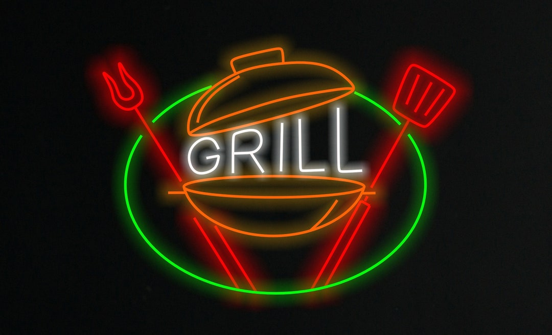 Grill Bar Neon Sign, BBQ Neon Sign, Meat Neon Sign, Grill Grilled ...