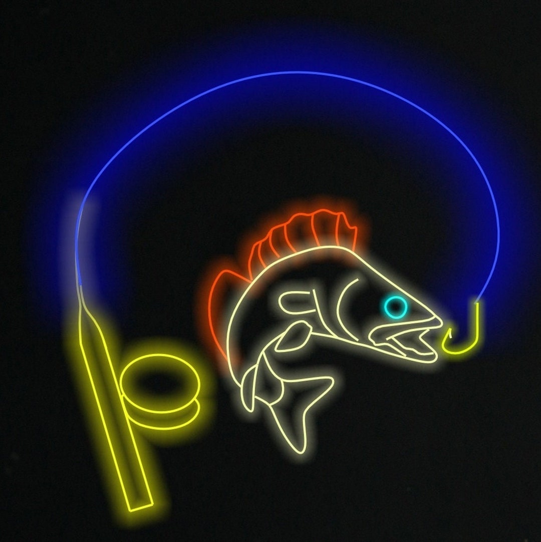 Neon Sign With Walleye Fishing, Walleye Neon Sign for Sale, Fishing ...