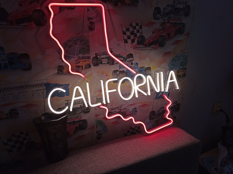 California State Map Neon Sign, Neon Map State of California ...