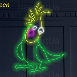 Parrot Neon Sign, Parrot Cockatoo Neon Sign, Animal Neon Sign, Anime ...