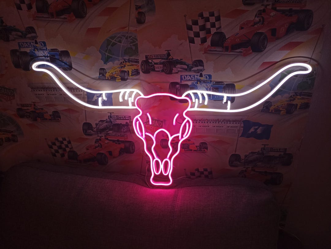 Bull Skull Neon Sign, Longhorn Skull Neon Sign, Bull Skull Neon Light ...