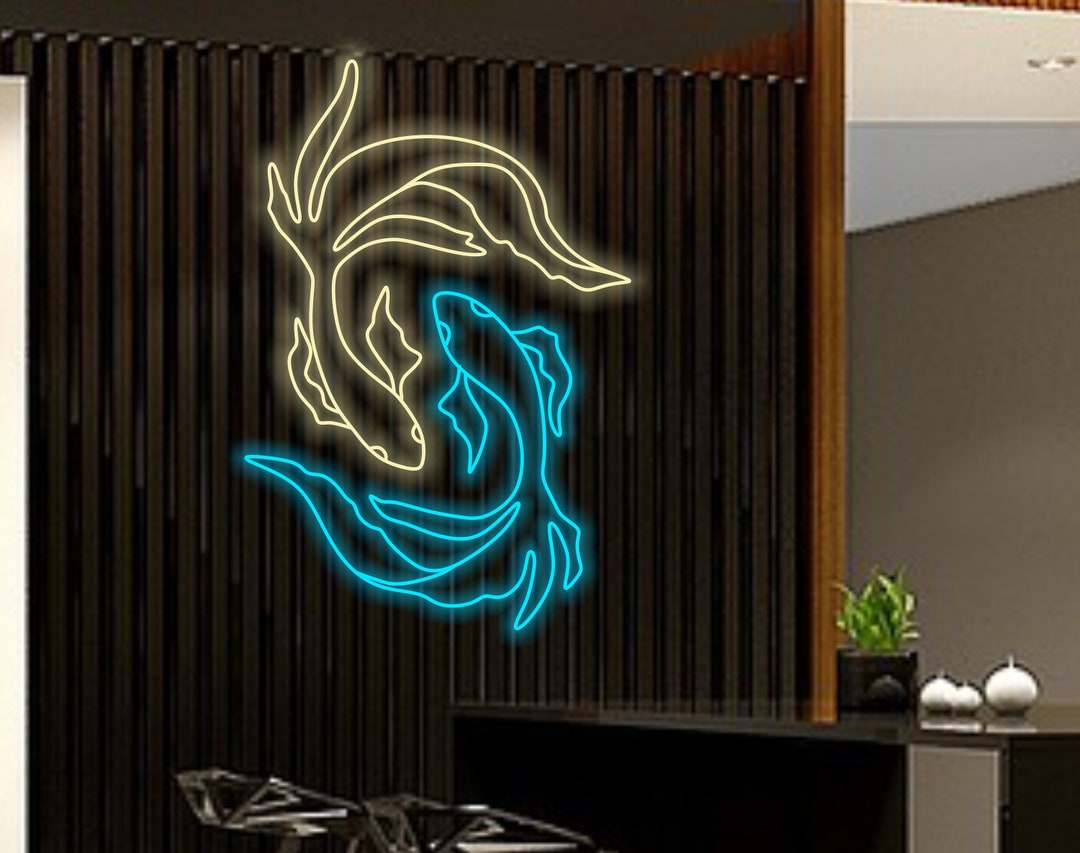 Neon Koi Fish, Japanese Fish Led Neon, Koi Carp Sign, Neon-colored Koi ...