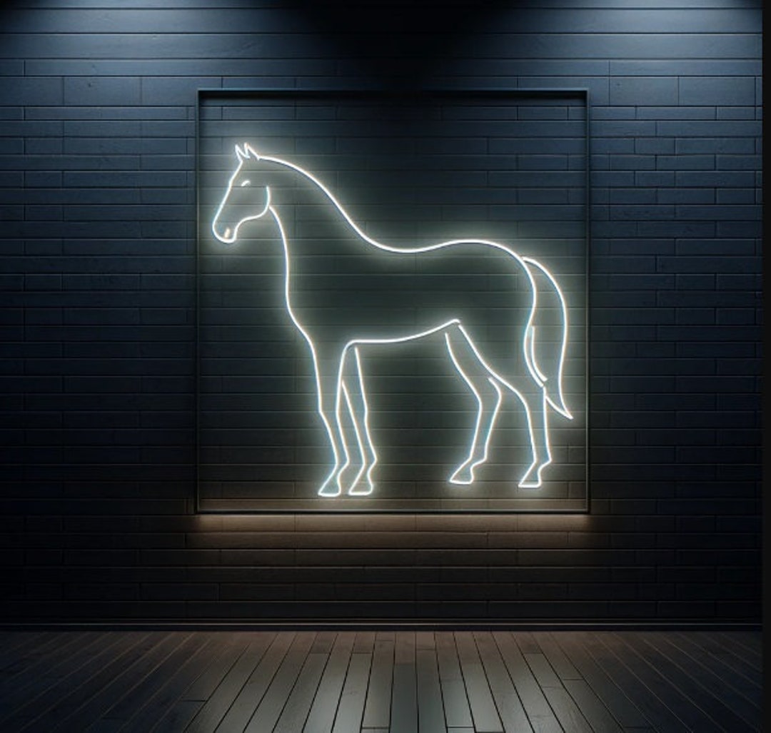 Neon Horse Sign, Horse Silhouette Neon Sign, Neon Horse Wall Decor ...