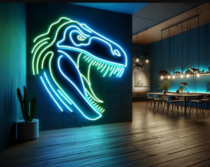 Dinosaur Head Neon Sign, T-rex Dino Skull Home Decor, Tyrannosaurus ...