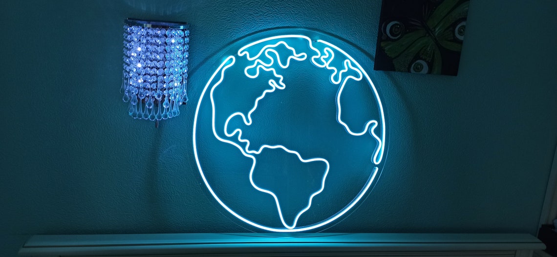 Planet Earth LED Neon Sign - Etsy