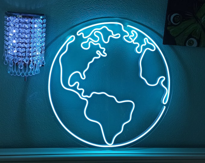 Planet Earth LED Neon Sign - Etsy