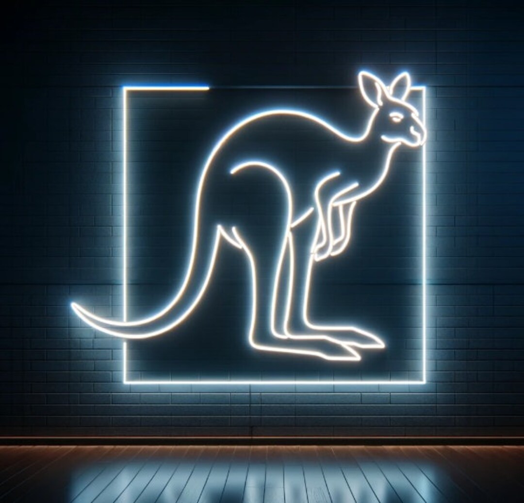 Kangaroo Neon Sign, Neon Kangaroo Display, Kangaroo-shaped Neon Sign ...
