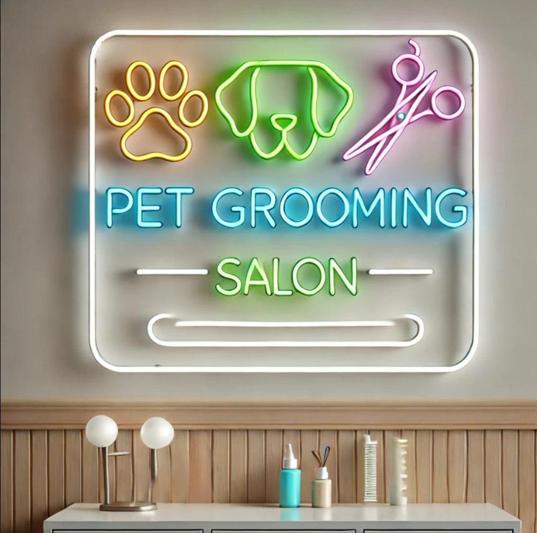 Pet Grooming Neon Sign, Dog Grooming Neon Sign, Grooming Salon Neon ...