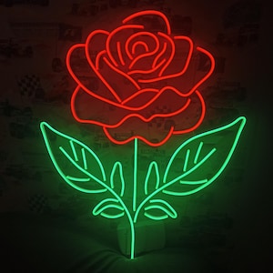 Rose Neon Sign, Flower Neon Sign, Rose Flower Neon Sign, Custom Flower ...
