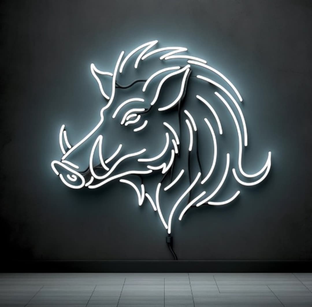Neon Wild Boar Sign, Boar Head Neon Sign, Wild Pig Neon Sign, Boar ...