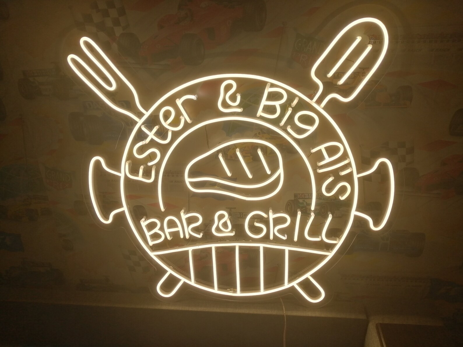 Personalized Bar & Grill Name Neon Sign - Custom Barbecue Outdoor ...