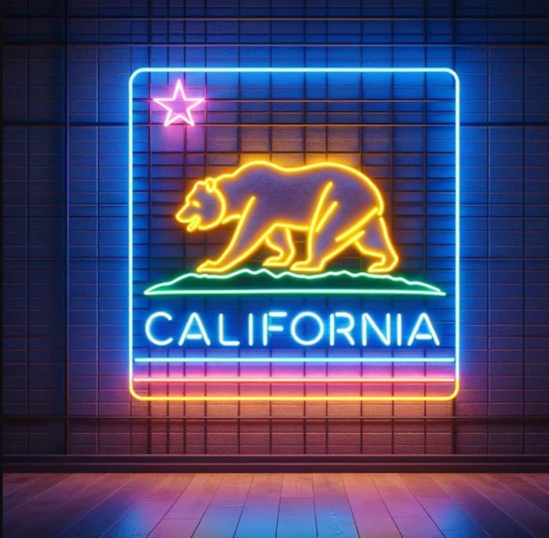 Neon Sign California State Map, Neon Map State of California ...