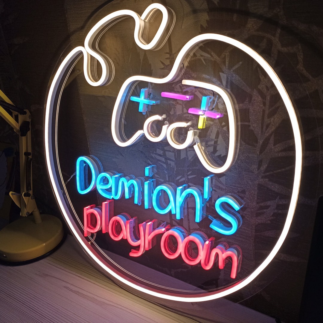 Neon Sign Game Room With Custom Name, Game Controller Neon Sign, Neon ...