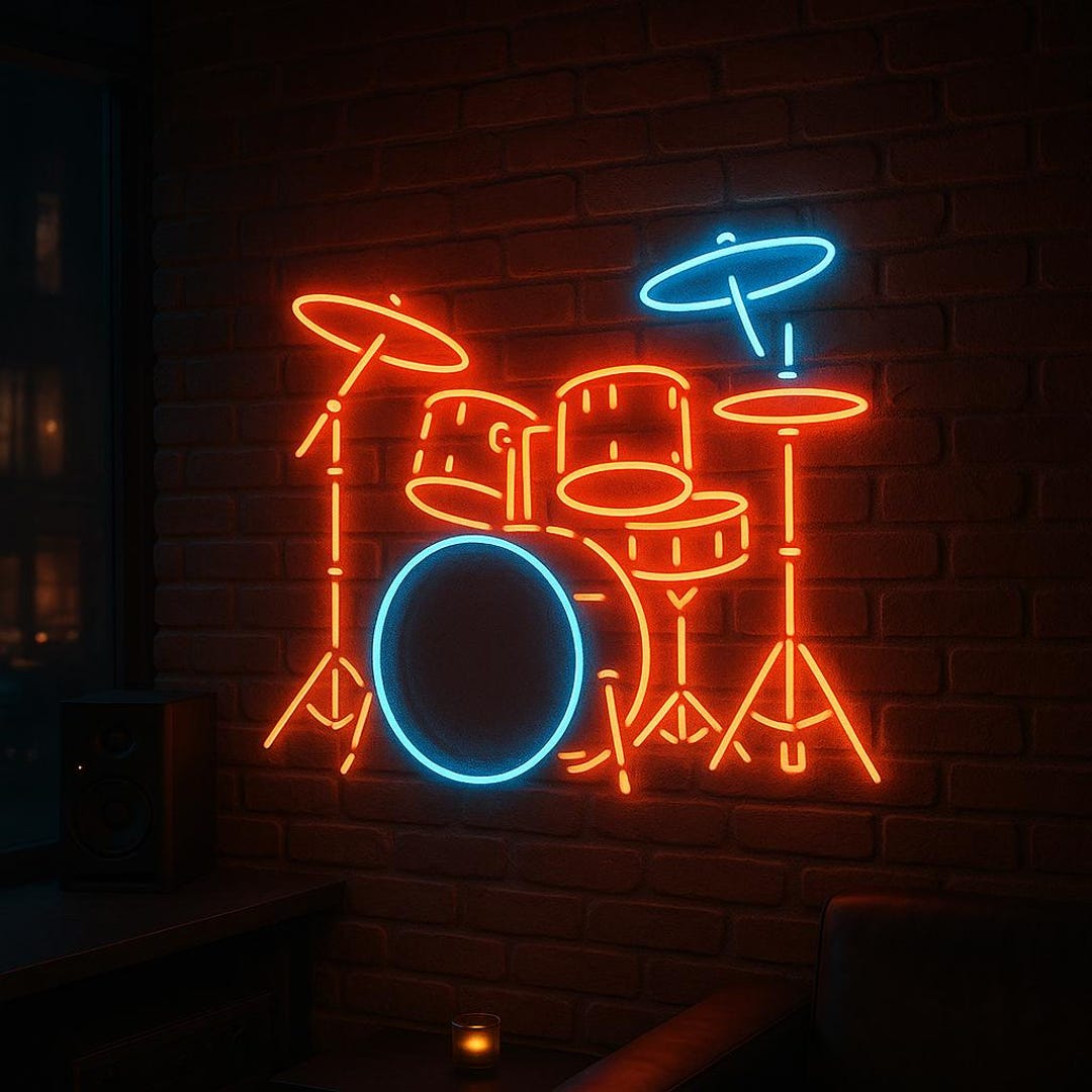 Drum Set Neon Sign – Music Studio or Band Room Decor – Custom Neon ...