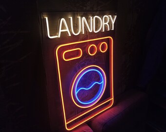 Laundry Neon Sign, Laundromat Led Neon Sign, Washing Machine Light Sign ...