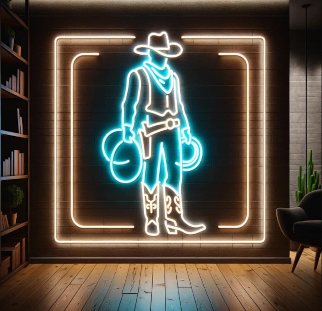 Cowboy Neon Sign, Neon Cowboy Sign, Cowboy Hat Neon Sign, Western Neon ...