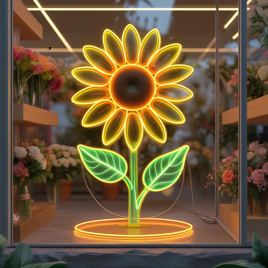 Sunflower LED Sign, Neon Sunflower Wall Decor, Flower Neon Sign, Neon ...