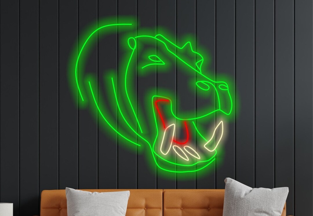 Hippopotamus Neon Sign, Neon Hippo Sign, Neon Head Hippo Sign, Hippo ...