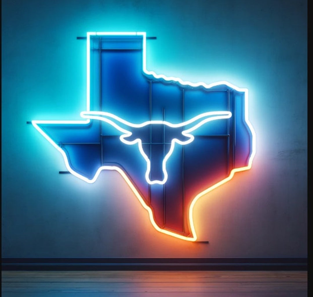 Neon Sign Texas State Map, Neon Map State of Texas, Texas Map Neon ...