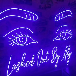 Neon Sign, Home Decor Neon Sign, Neon Eyelashes, Neon Eyes, Neon for ...
