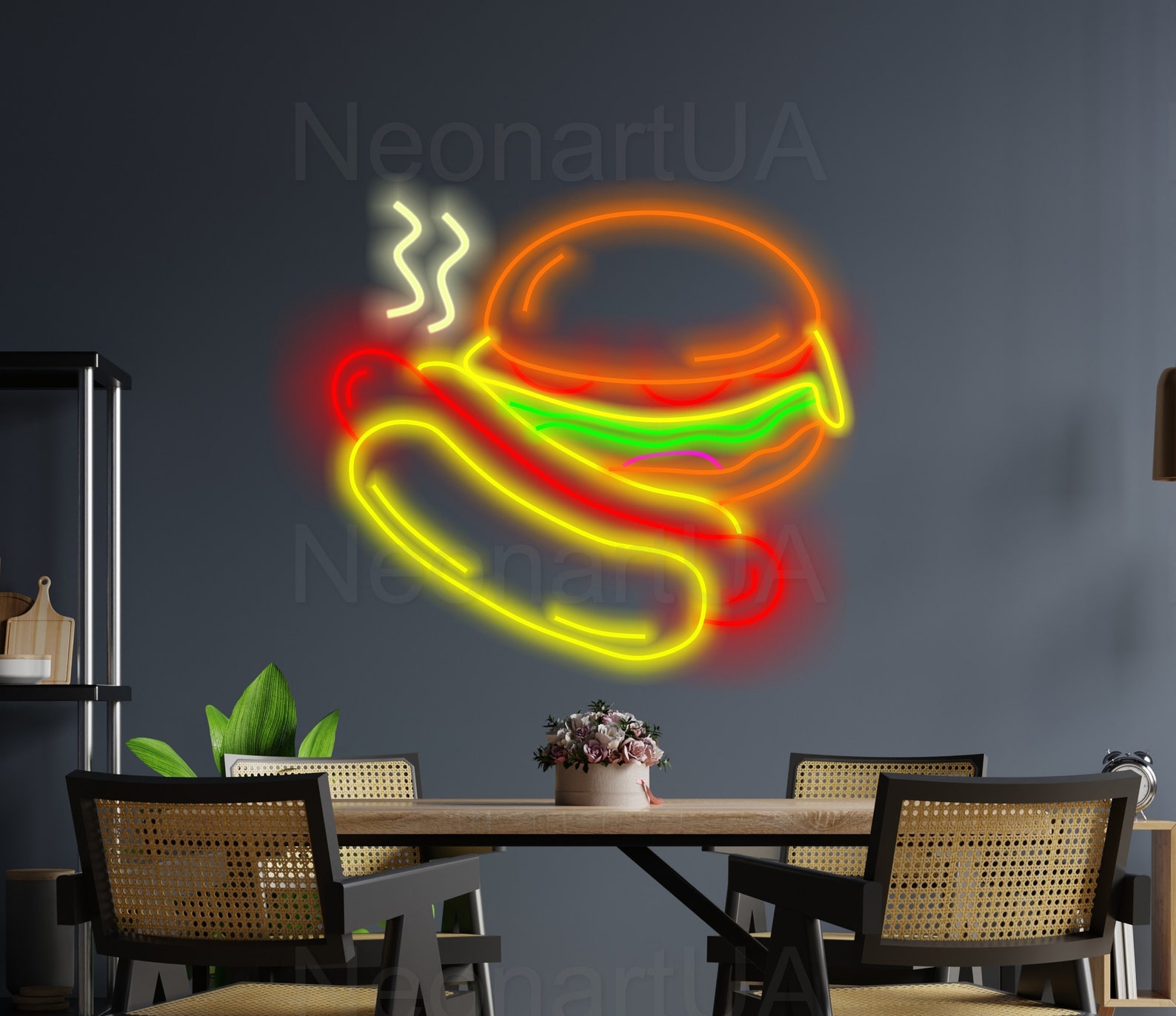 Burger and Hotdog Neon Sign Hamburger Bar Decor Neon Sign - Etsy