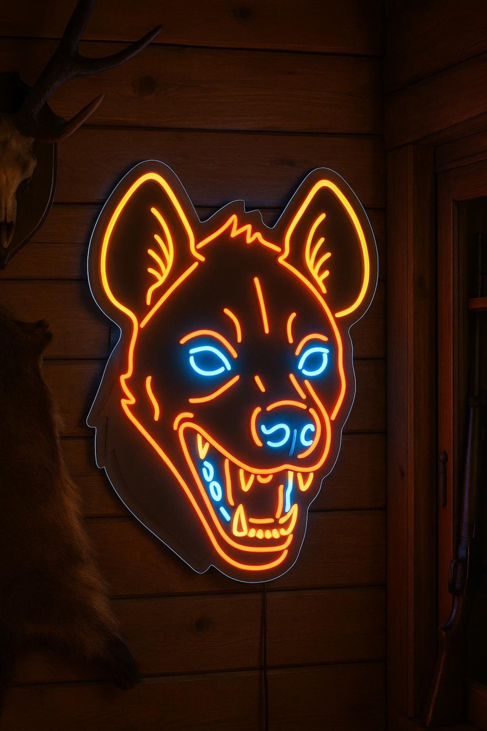 Hyena Head Neon Sign, Custom Hyena Head Neon Sign – Furry Neon Light ...