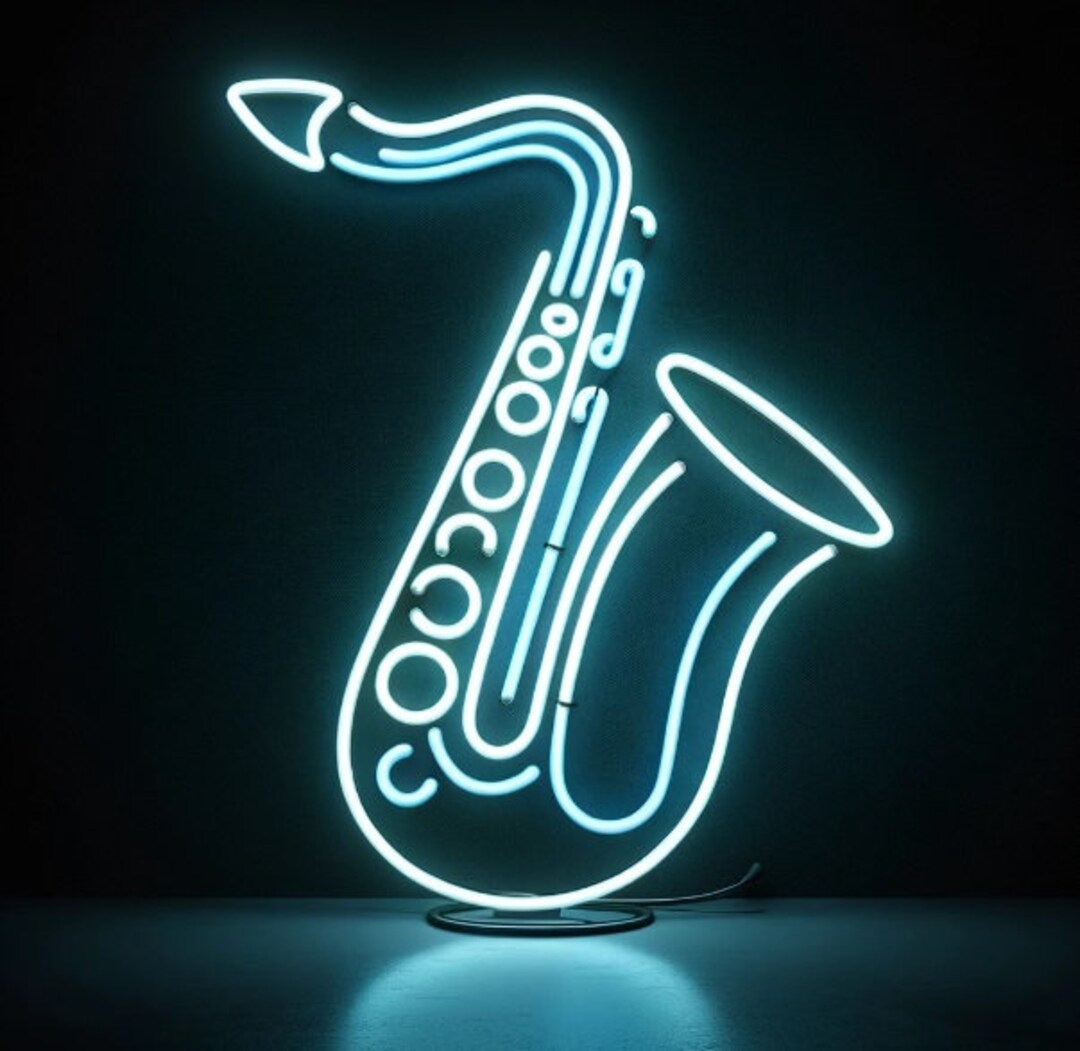 Enseigne de saxophone au néon, enseigne au néon en forme de saxophone ...