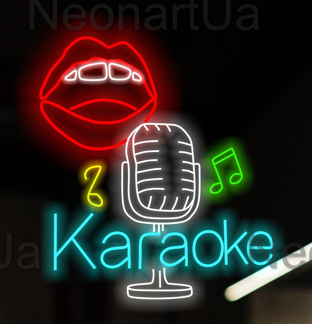 Karaoke Bar Sign, Karaoke Neon Sign, Microphone Neon Light, Stand up ...