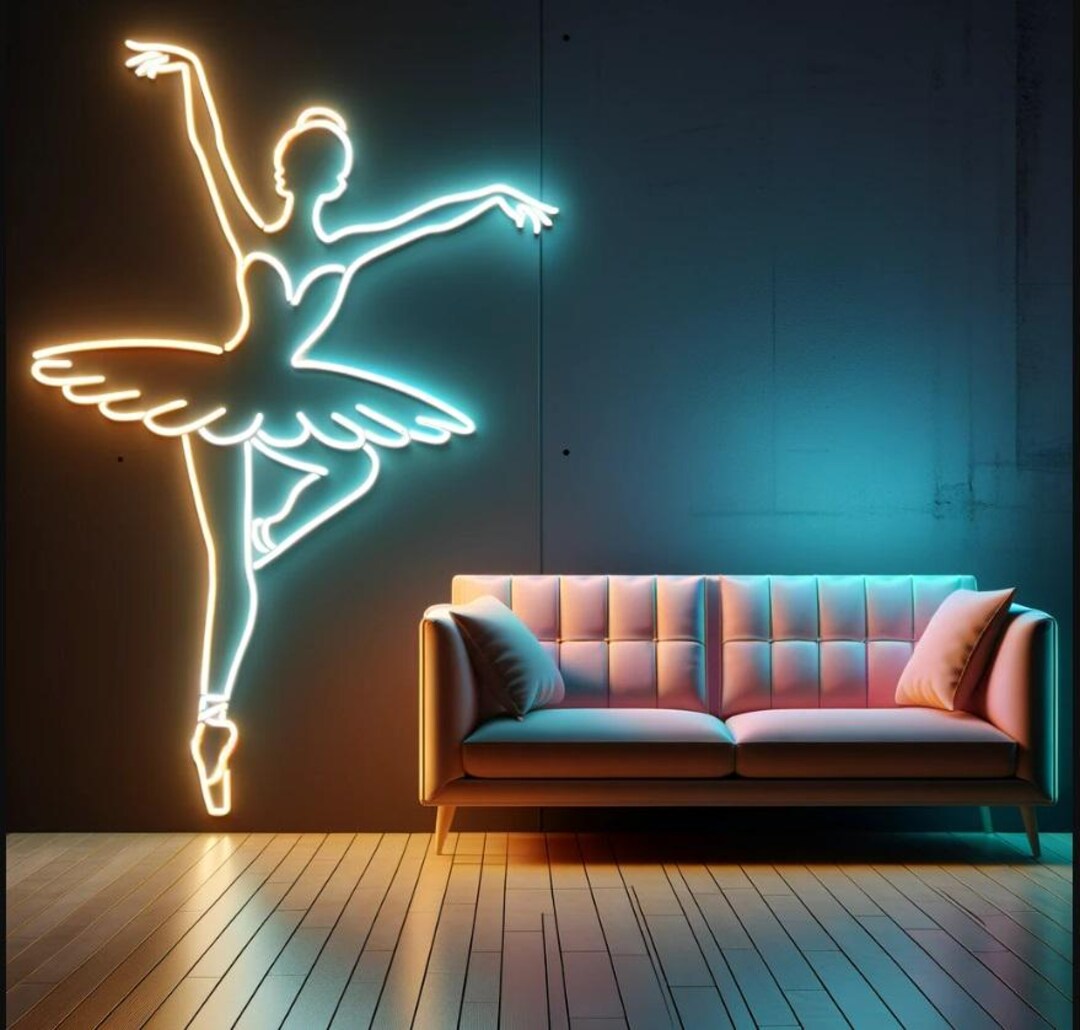 Ballerina Silhouette Neon Sign, Neon Sign Ballet Dancer, Custom Name on ...