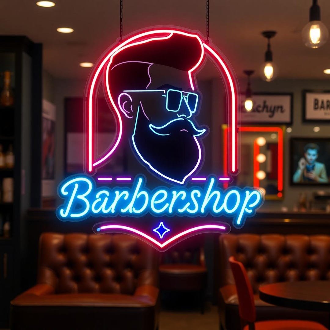 Neon Sign for Barber Shop, Custom Barbershop Neon, Vintage Barber Neon ...