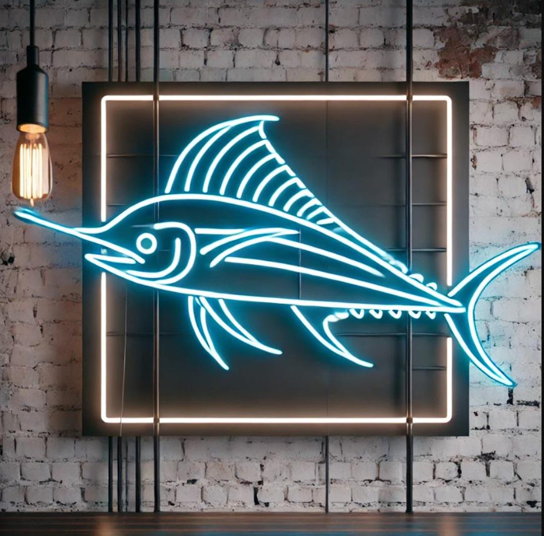 Marlin Fish Neon Sign, Neon Sign as a Gift for a Fisherman, Sea Fish ...