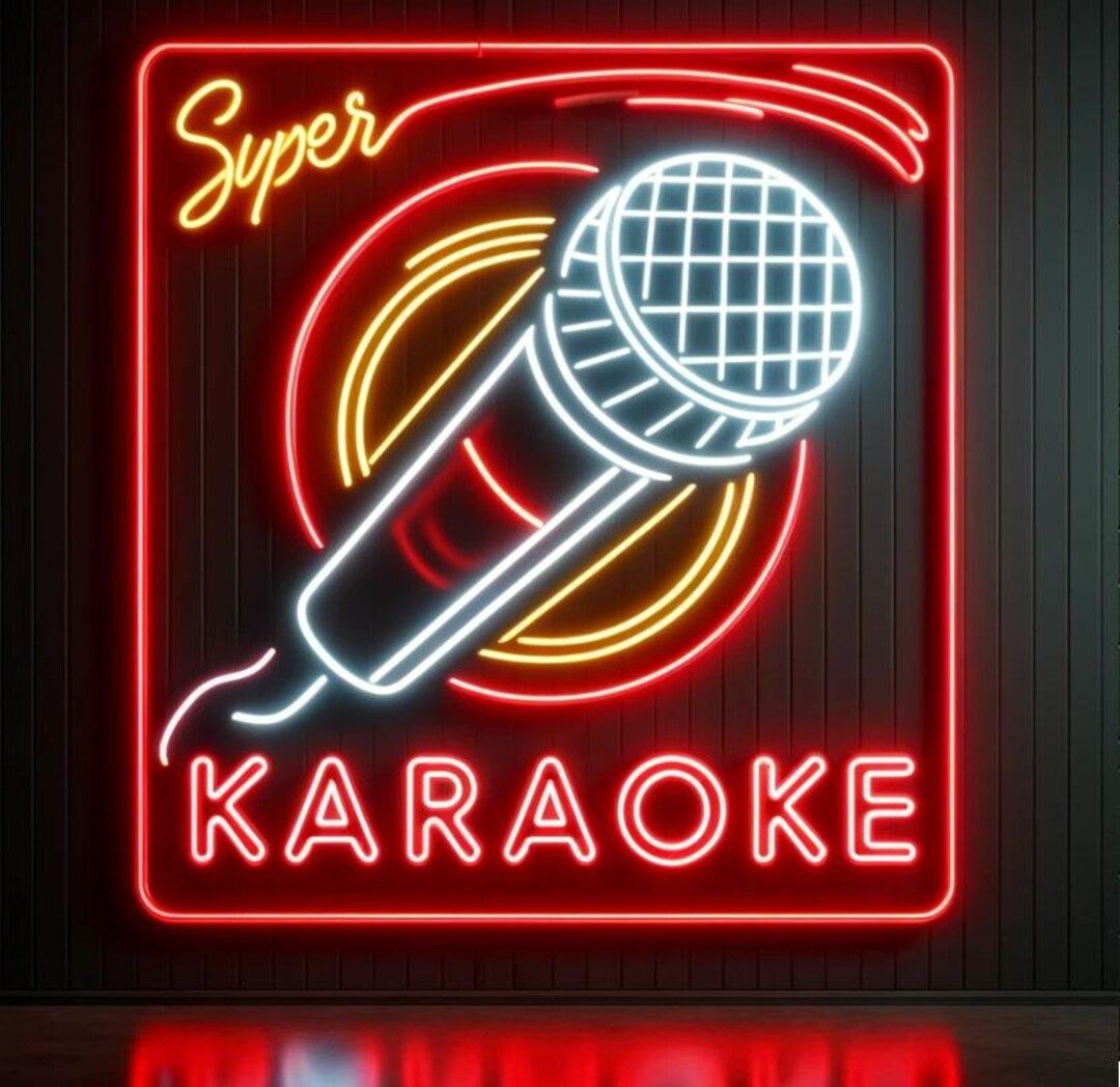 Karaoke Bar Sign, Karaoke Neon Sign, Microphone Neon Light, Stand up ...