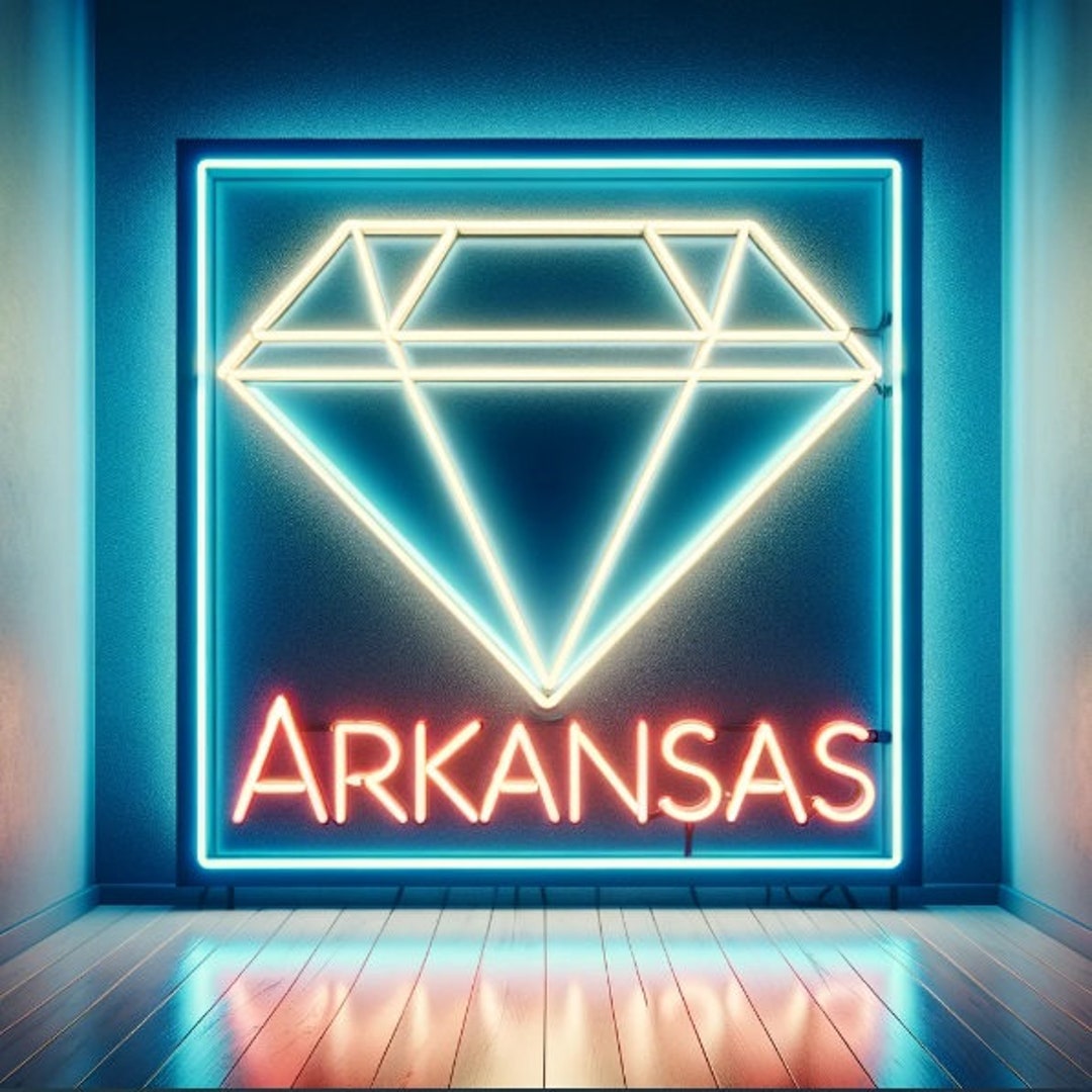 Neon Sign Arkansas State Map, Neon Map State of Arkansas, Arkansas Map ...